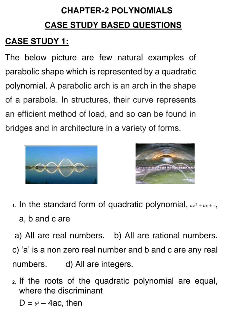CASE STUDY BASED QUESTIONS CLASS 10 MATHS CHAPTER-2