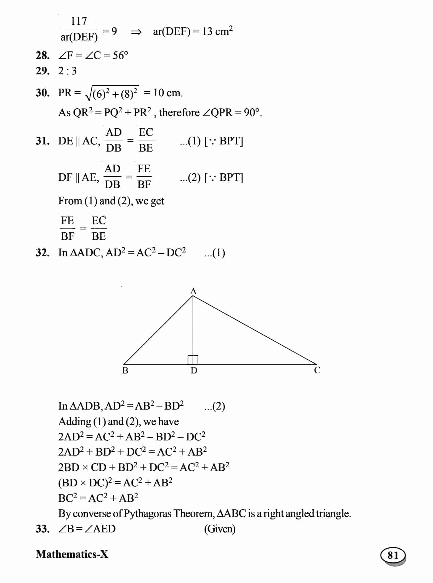 Important Questions for Class 10 Maths Chapter 6 Triangles - SHARMA ...
