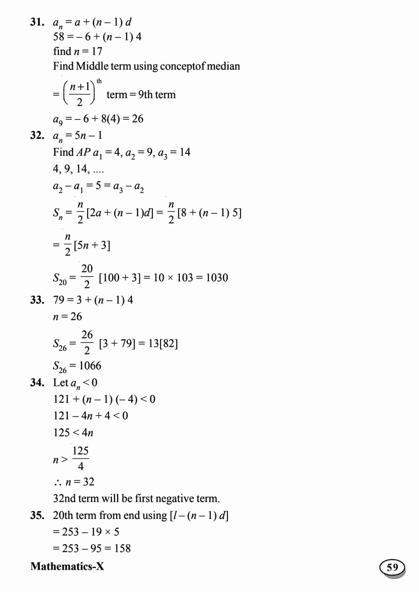 Important Questions for Class 10 Maths Chapter 5 Arithmetic progression