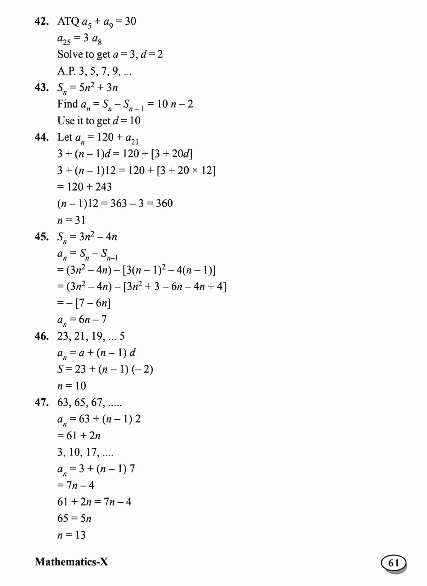 Important Questions for Class 10 Maths Chapter 5 Arithmetic progression