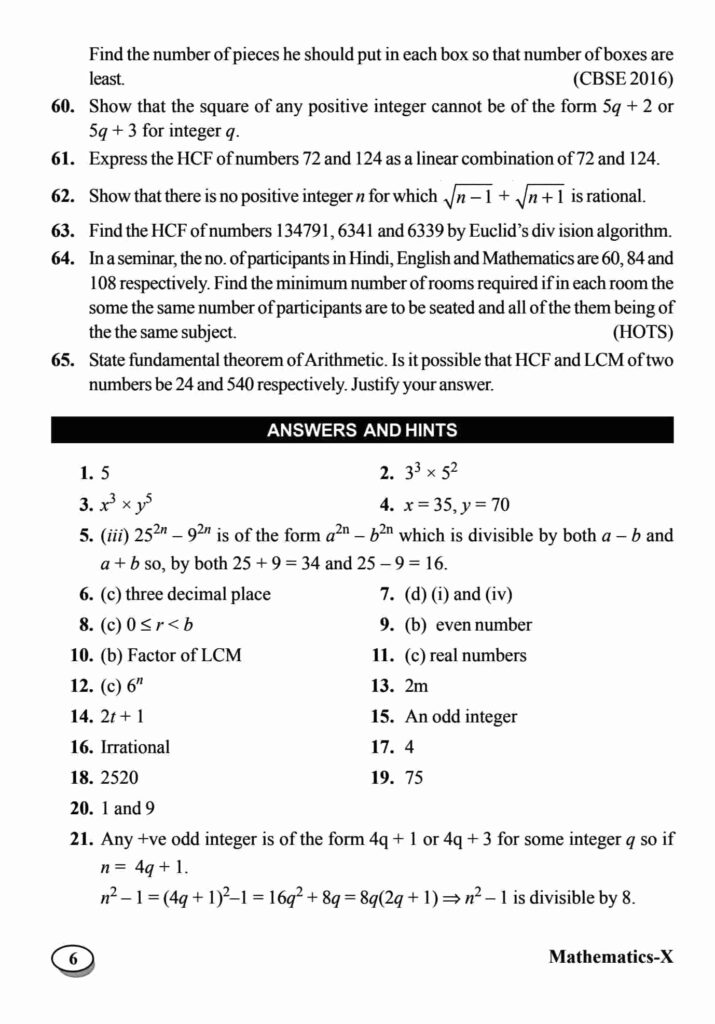 Important Questions Class 10 Maths Chapter 1 Real Numbers - SHARMA TUTORIAL