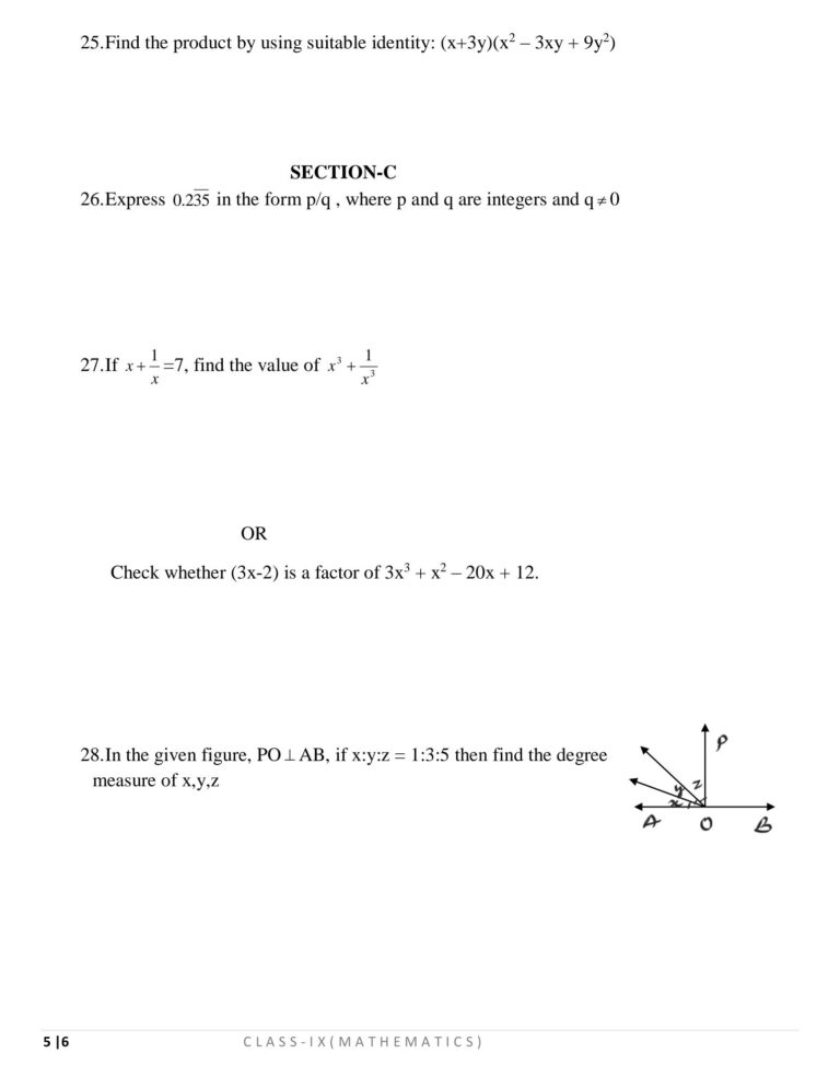 CBSE Sample Paper Class 9 Maths 2024-25 - SHARMA TUTORIAL