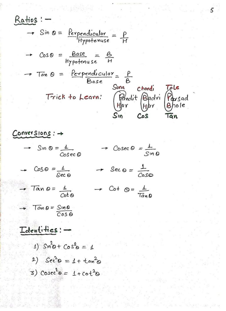 Class 10 Maths Formula All Chapters pdf - SHARMA TUTORIAL