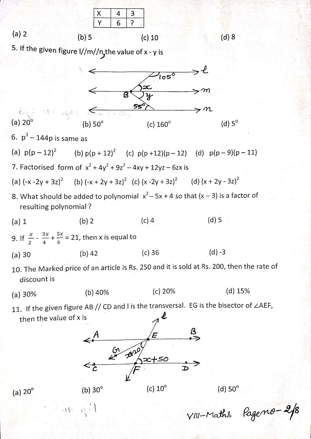 DAV Class 8 Maths Sample Paper 2024-25 with Solutions - SHARMA TUTORIAL