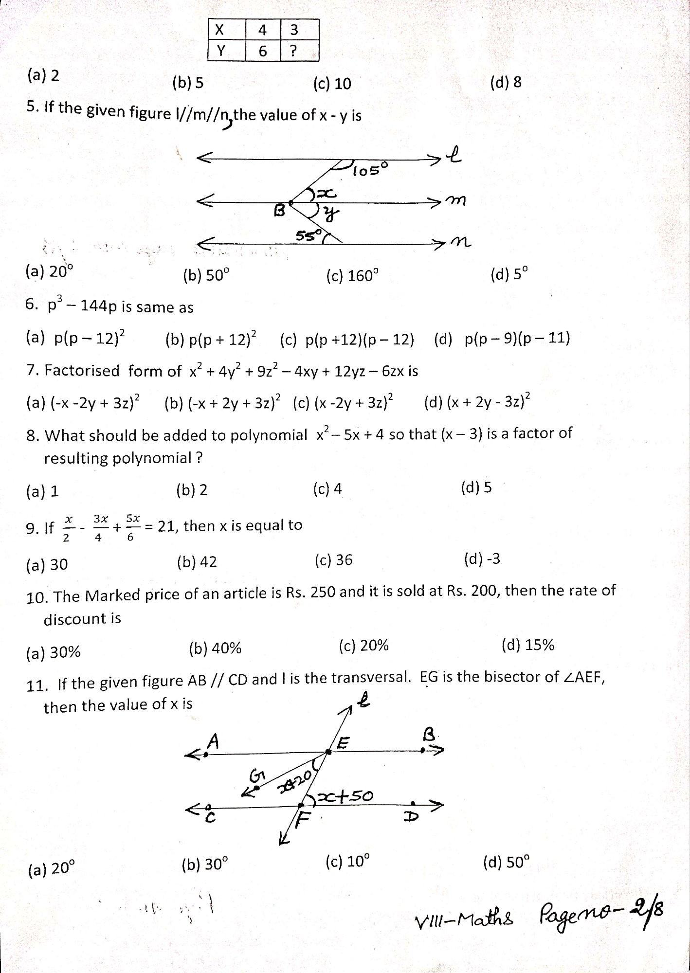 DAV Class 8 Maths Sample Paper 2024-25 with Solutions - SHARMA TUTORIAL