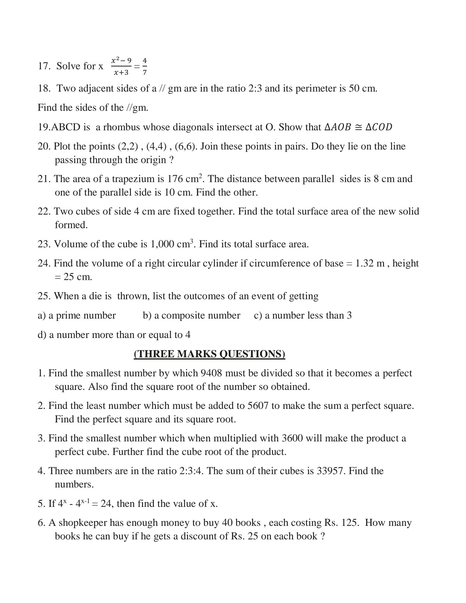 DAV Class 8 Maths Important Questions with Answers - SHARMA TUTORIAL
