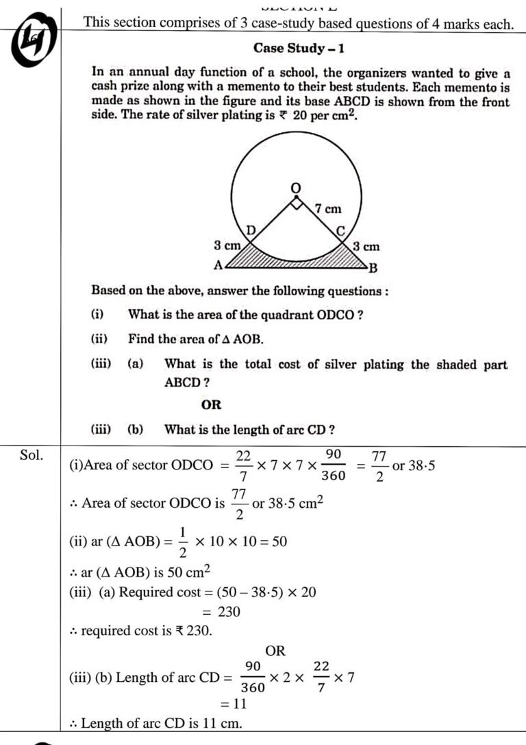 CASE STUDY BASED QUESTIONS CLASS 10 MATHS All Chapters - SHARMA TUTORIAL
